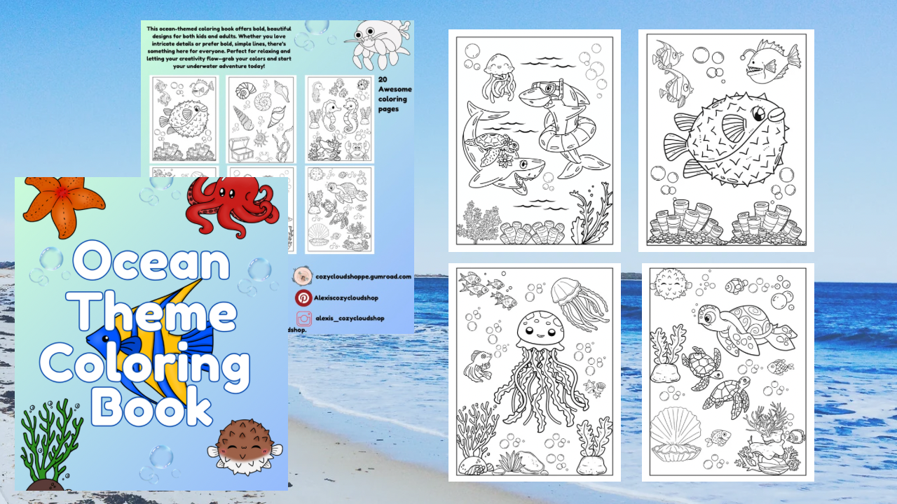 Ocean theme coloring book