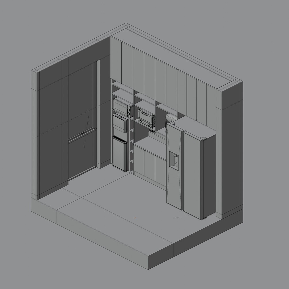 Isometric Pantry Interior 3D Render Illustration