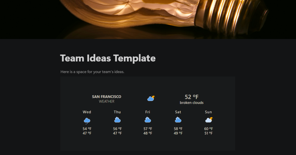 Team Ideas Template