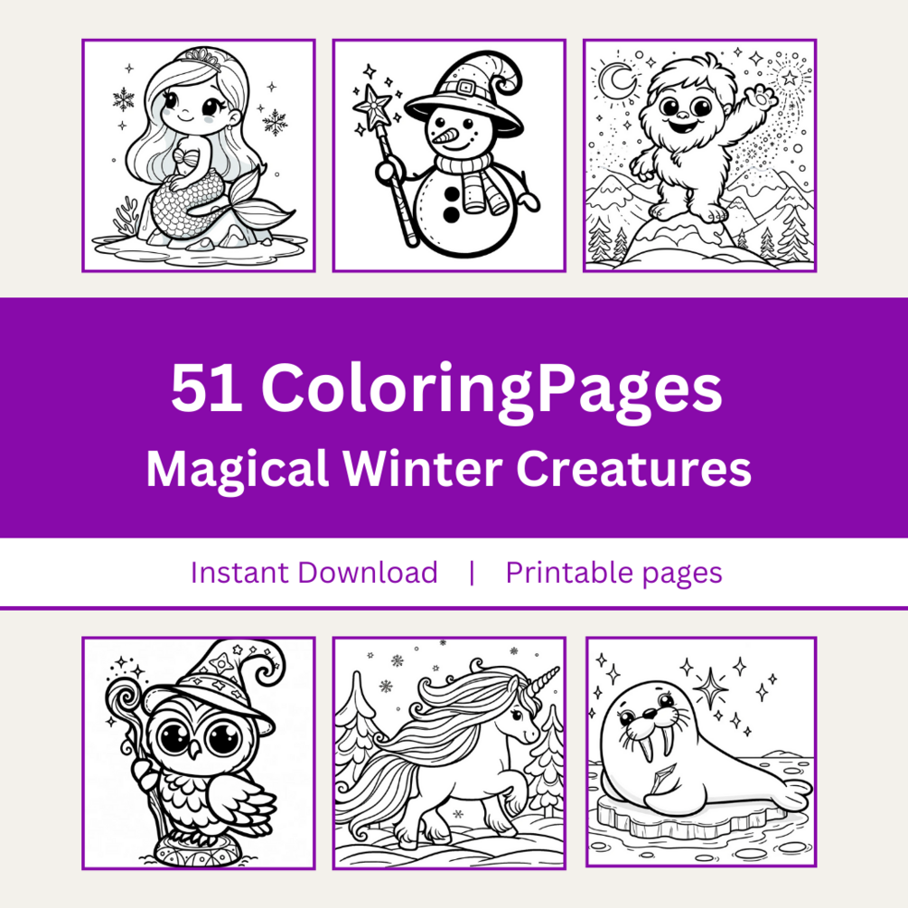 Magical Winter Creatures Coloring Pages [51 pages!]