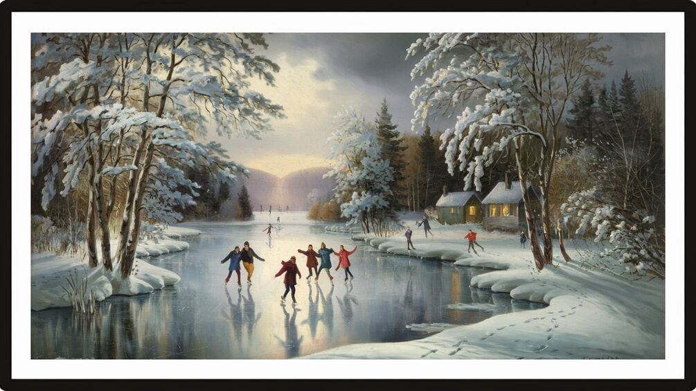 Nostalgic Winter Landscape - Rustic Digital Art for Frame TVs
