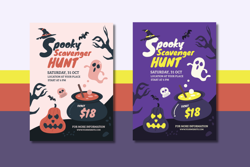 Illustrated Halloween Spooky Scavanger Hunt Flyer Template