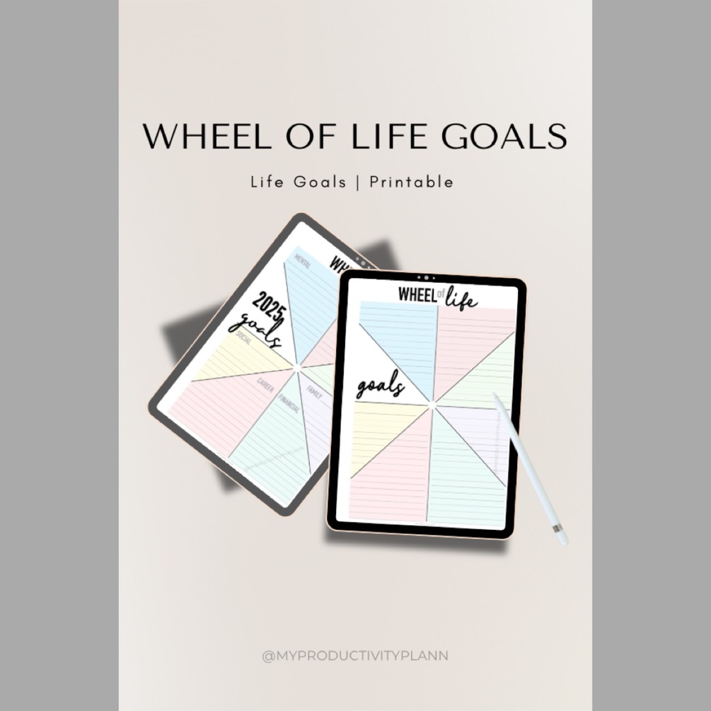 Wheel of Life Goals Planner (2025 & 2026) – A5 Digital Download