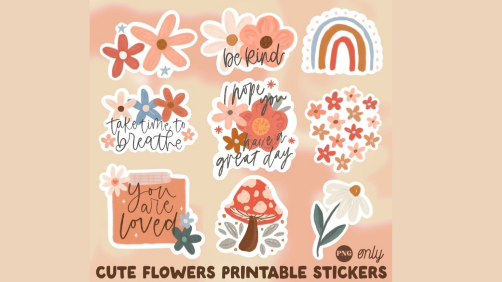 Printable Flower Stickers Pack | Cute Digital Designs