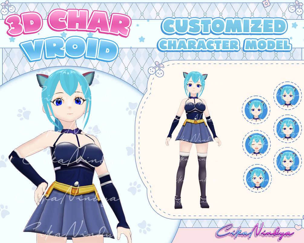 Enchanting Fantasy Blue Outfit Stunning 3D Vroid Character for Streamer - Vtuber Model, Vroid ...