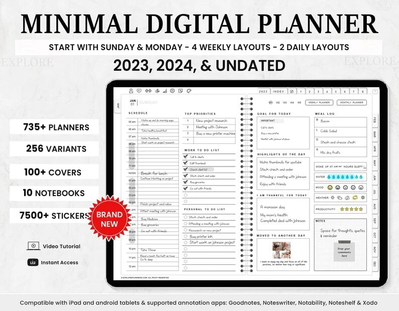 Digital Planner, Goodnotes Planner, 2023 Digital Planner, Daily Digital ...