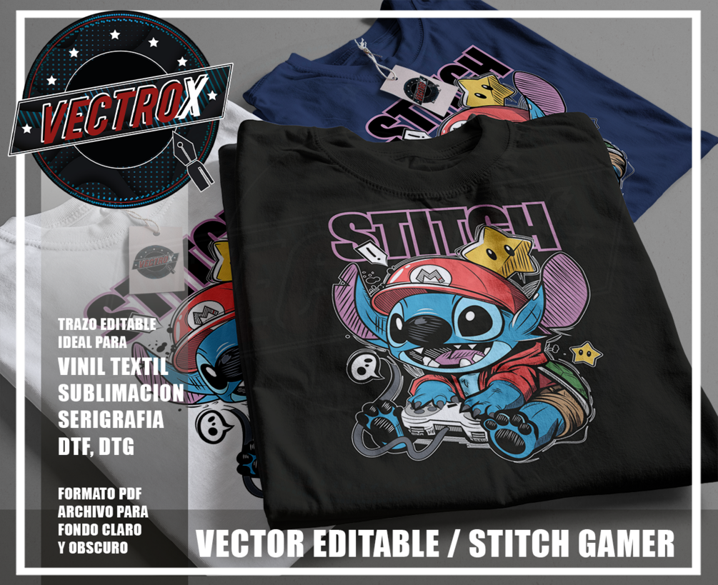 Vector Editable - Stitch Gamer