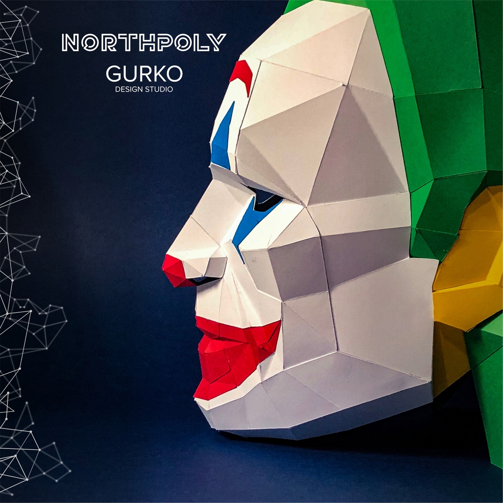 Joker Mask Papercraft, Pdf, Gurko, Pepakura, Template, 3D Origami ...