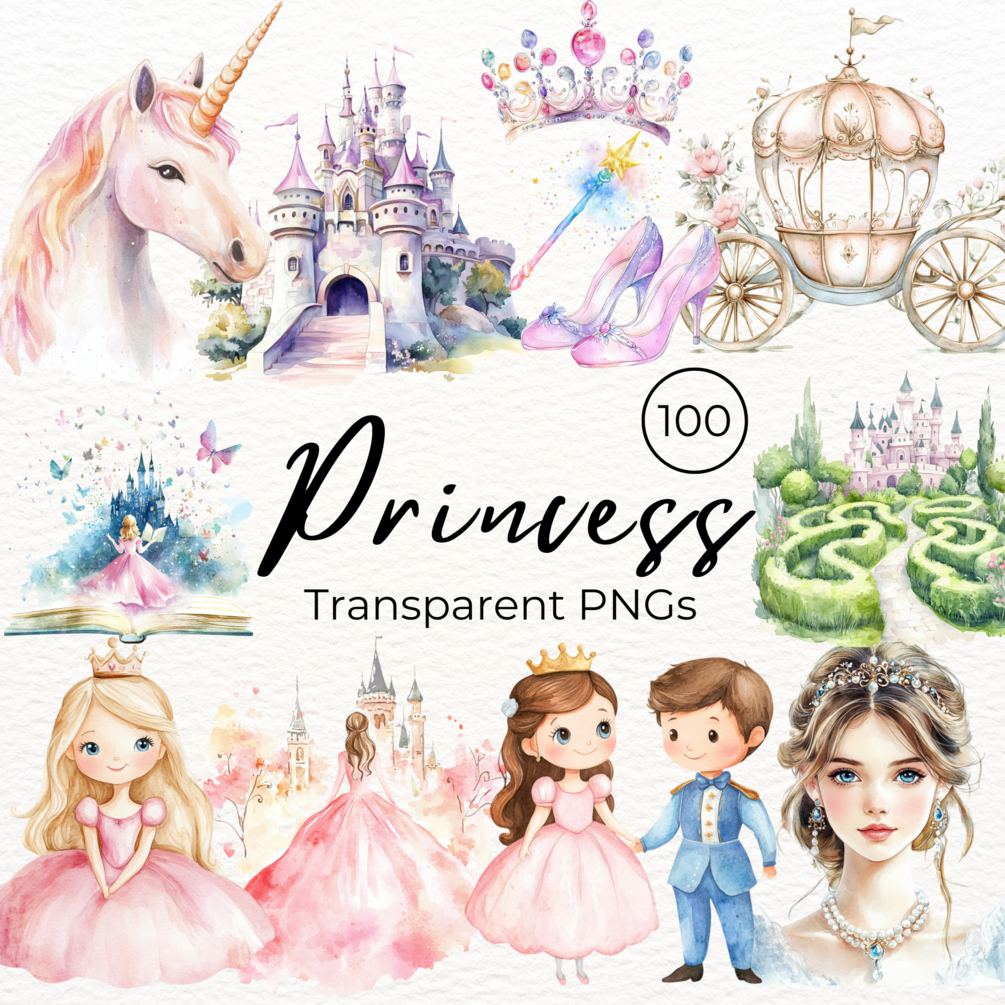 Princess - 100 Cliparts Bundle - 300DPI - Commercial Use - Princess ...