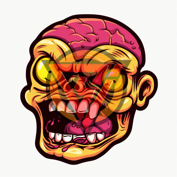 Raging Undead: Screaming Zombie Head Digital Art Collection
