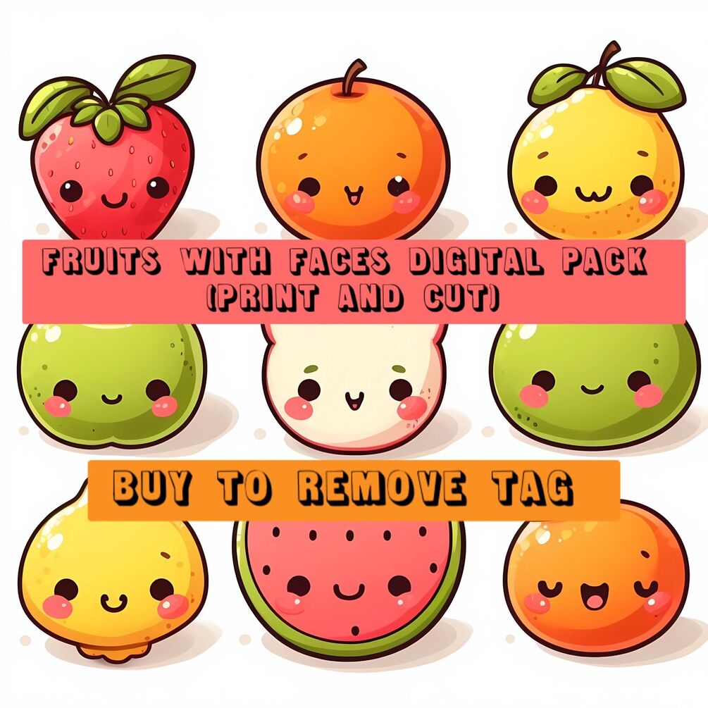 Fruits With Faces Digital Art (Print and Cut)