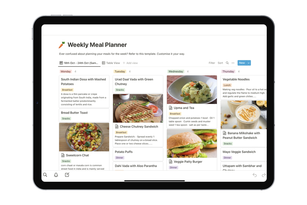 Weekly Meal Planner Notion Template