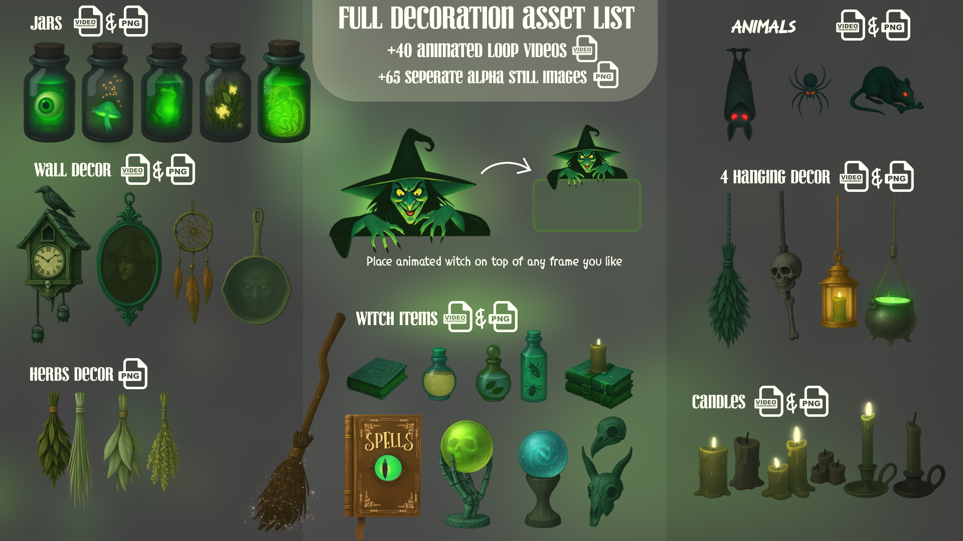 Witch Curse Animated Twitch Overlay Pack | VTuber Stream Assets OBS ...