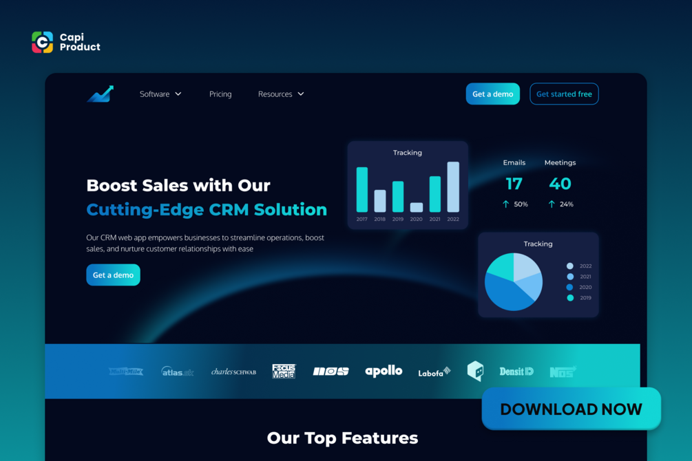 Landing page CRM - Dark mode
