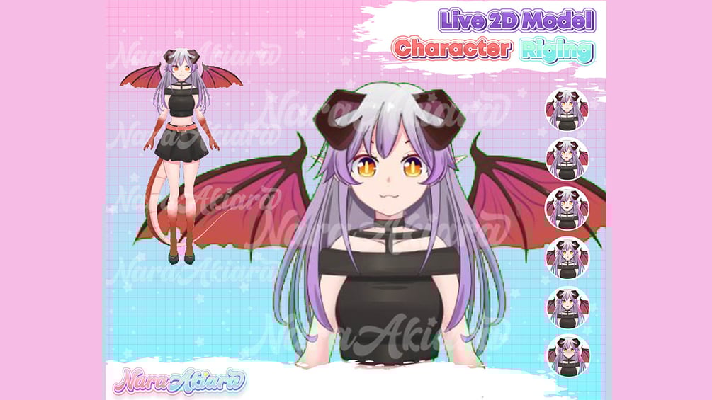 Vtuber Model and Rigging Anime Girl Red Little Dragon Premade, Live2d ...