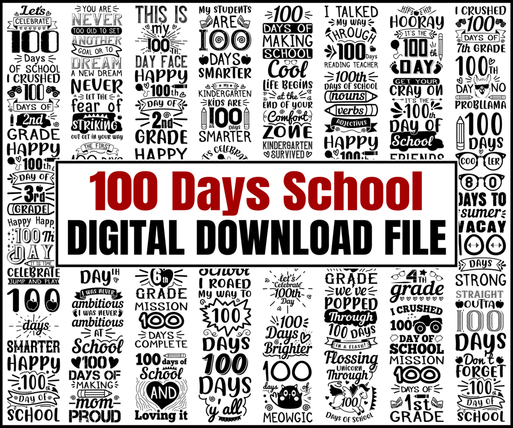 100 days School Design Bundle - Design Bundle instant Download