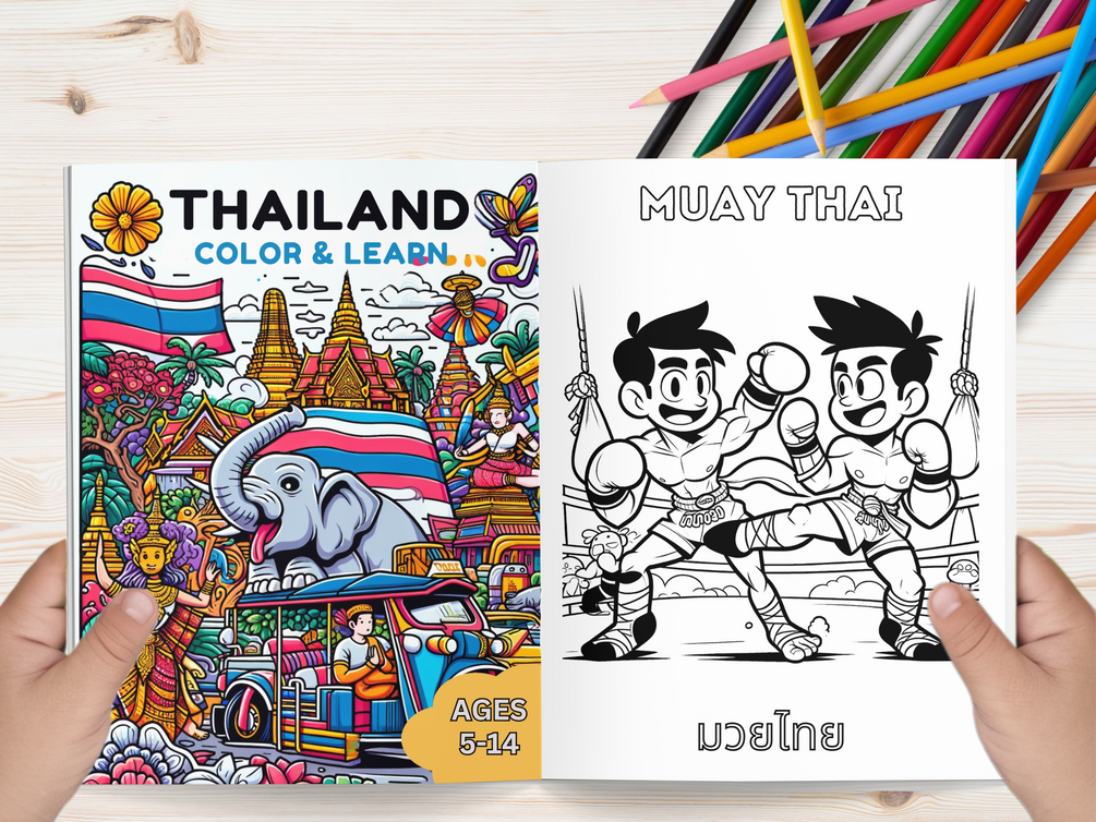30-Pages Printable Kids Coloring Book - Thailand: Color and Learn ...