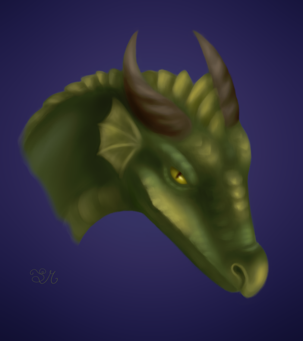 Dragon head digital painting tutorial for Krita