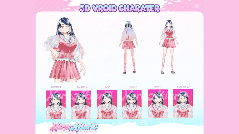 3D Vroid Character Design Blue Hair Anime School Girl Ready for Streamer