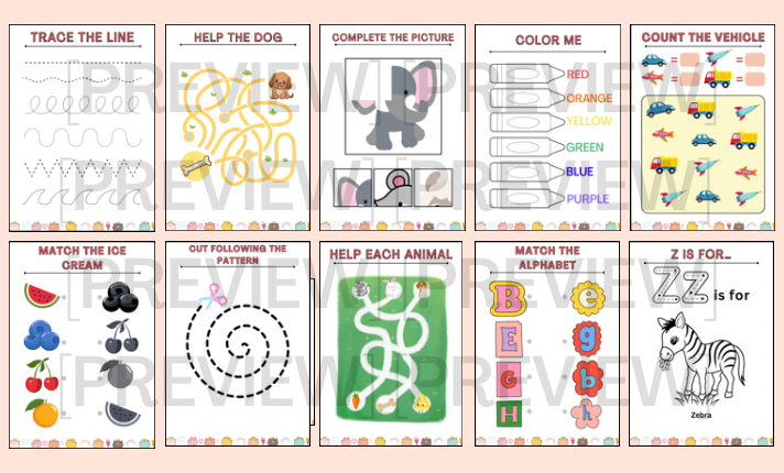 Kids Activity Book | Pre-school & Kindergarden Worksheet | Match the ...