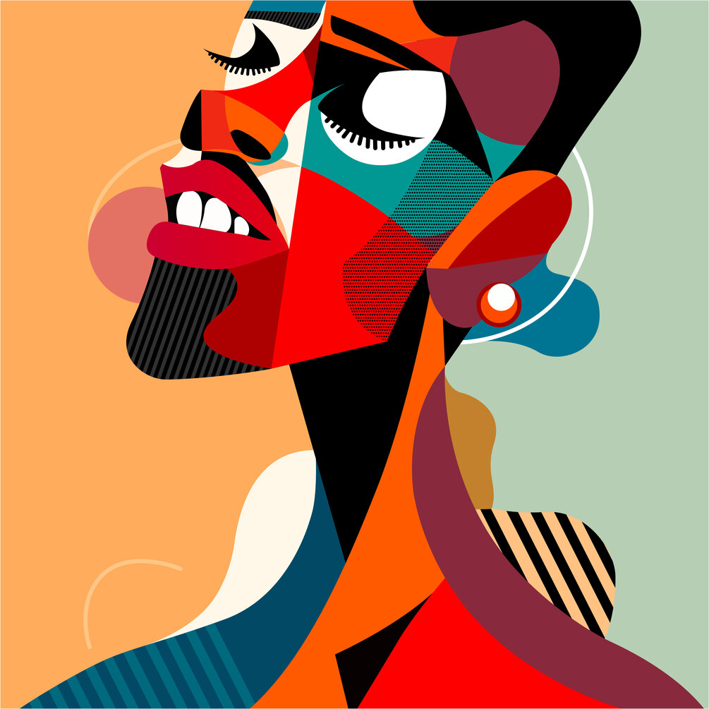Flat design portrait with abstract shapes 23
