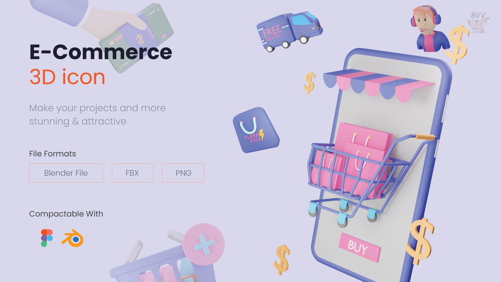 3D E-commerce illustration