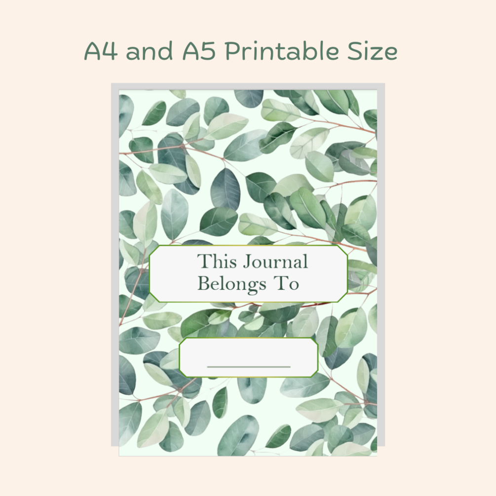 Journal Cover Page - Green With Leaves