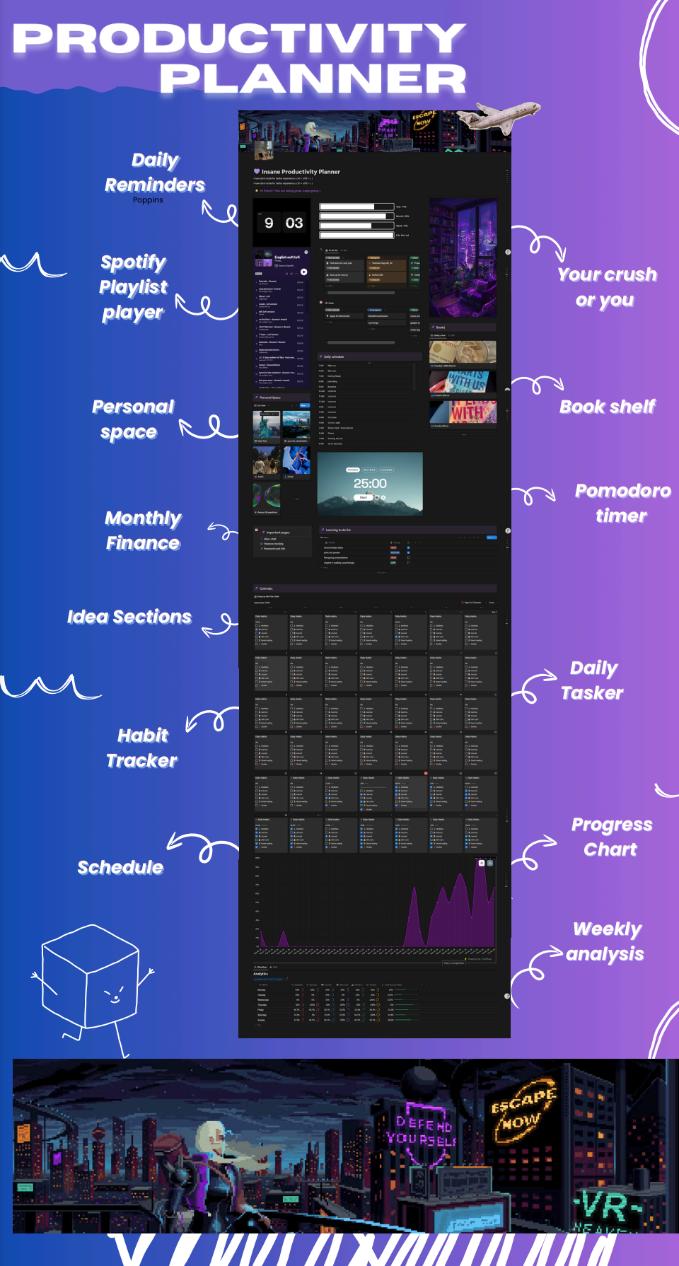 Productivity planner 💜