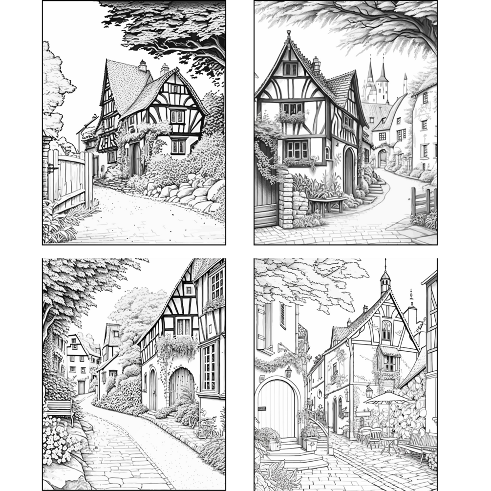 Fairy Houses Coloring Book Pages : 100 High-Resolution 300 DPI JPG ...