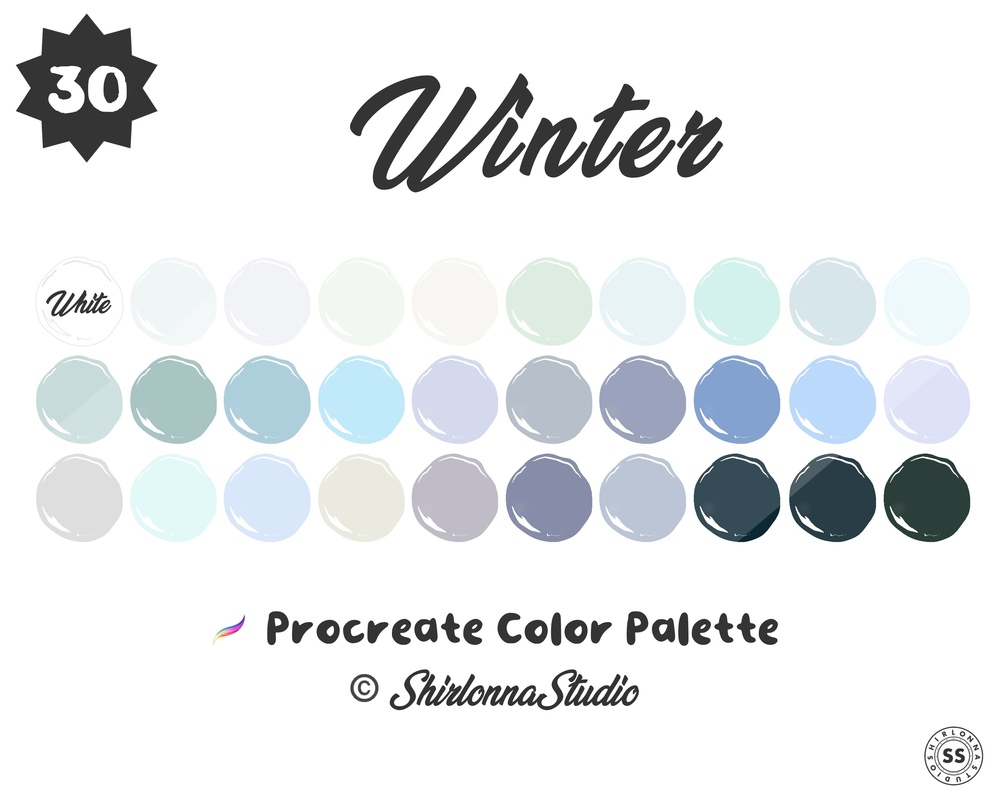 30 Winter Color Palette Procreate Swatches