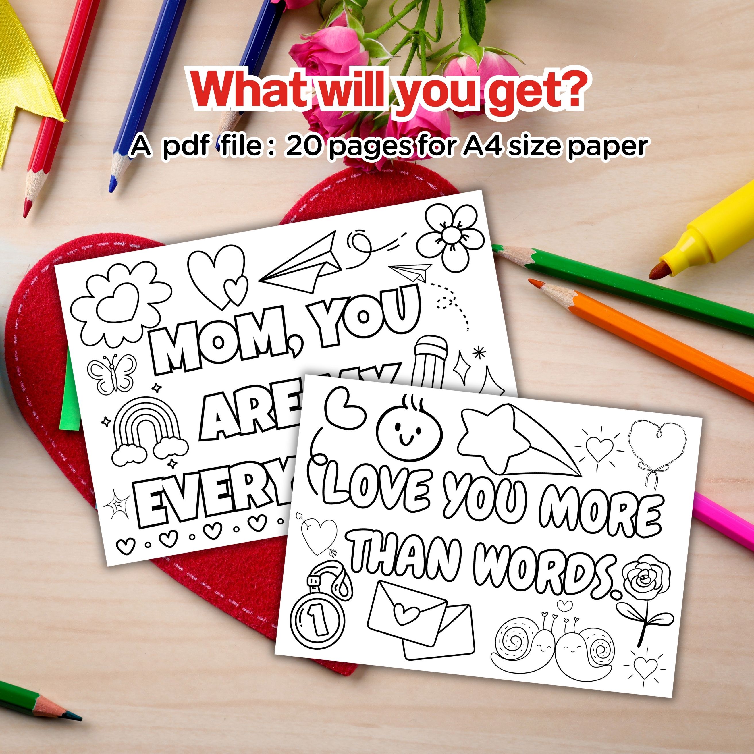 Mother's Day Coloring Pages for Kindergarten, Mother Gift, Creative ...