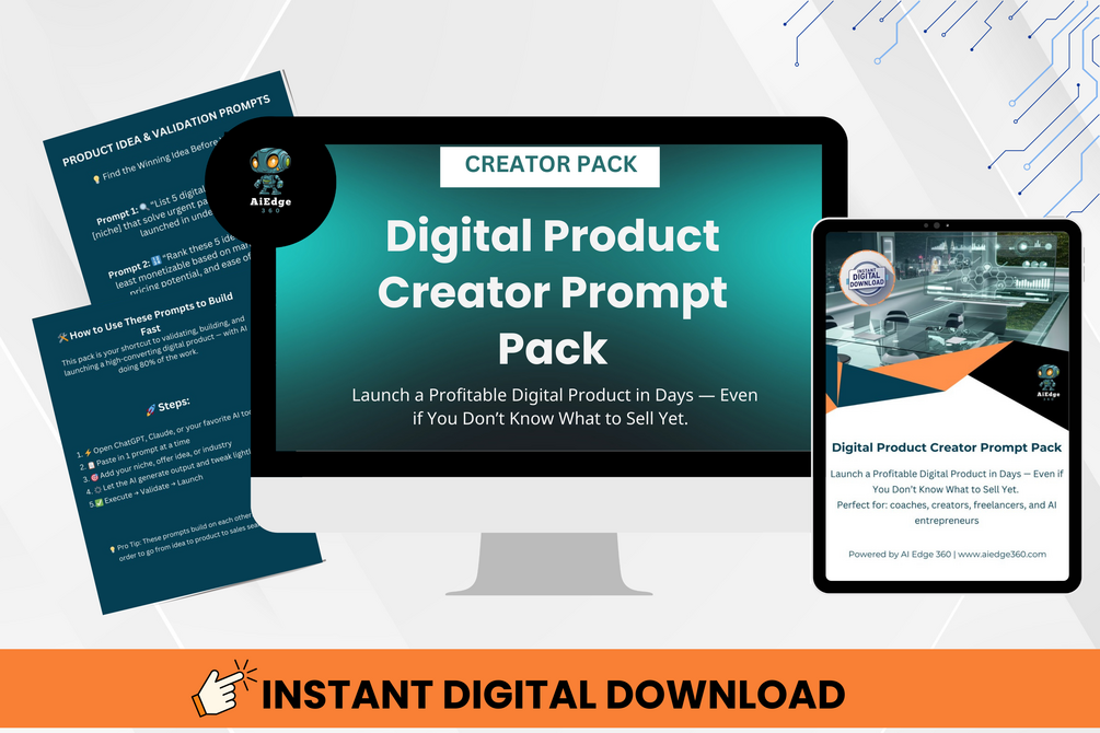 Digital Product Creator Prompt Pack — Plan, Build & Launch Digital Products with AI | For ...