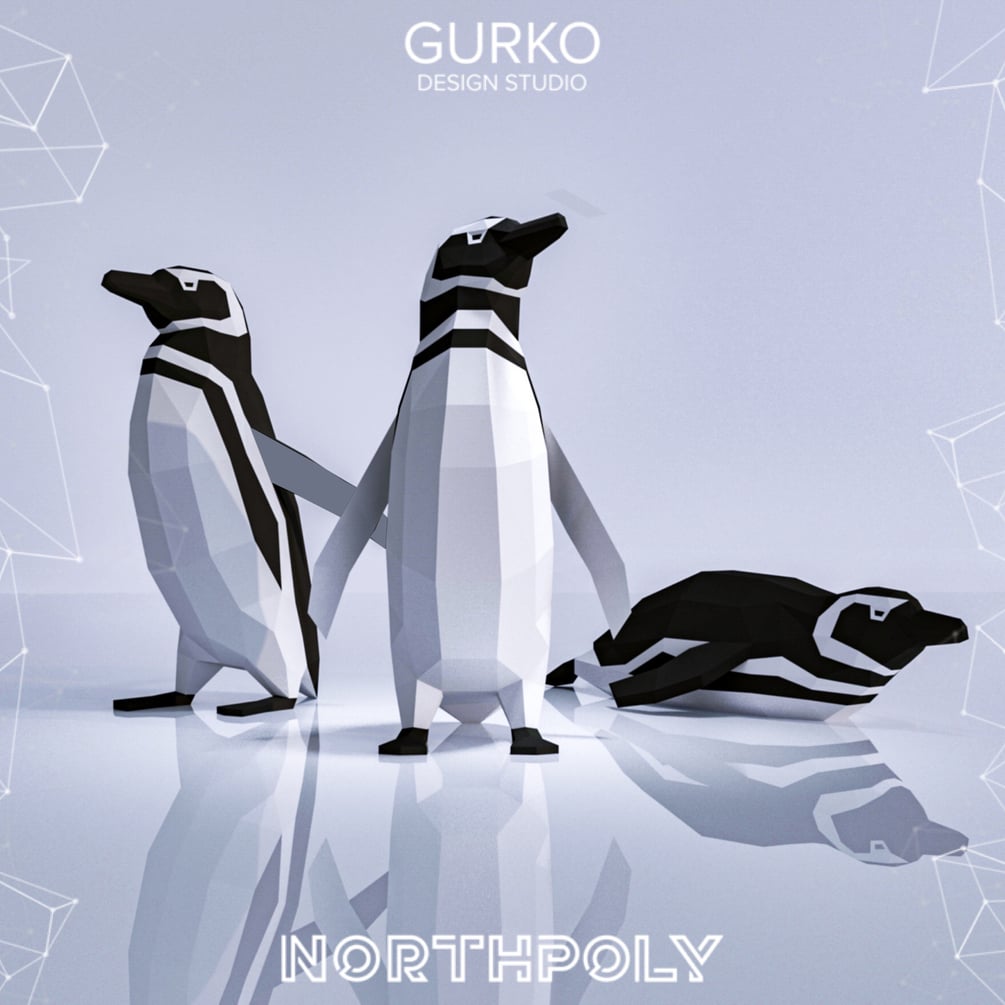 3 Magellanic Penguins Papercraft, Pdf, Gurko, Pepakura, Template, 3D ...