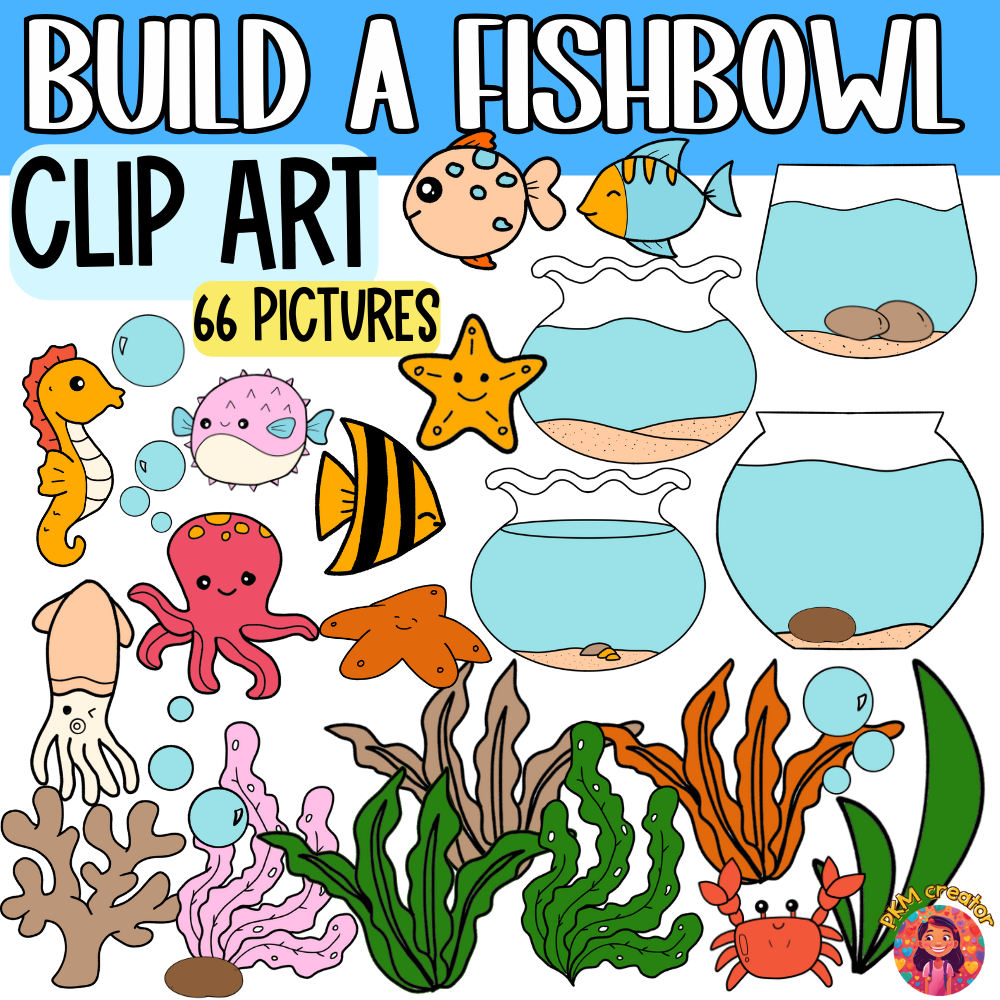 Build a Fishbowl COMBO Clip Art Aquarium 66 Graphics Pet Fish ...