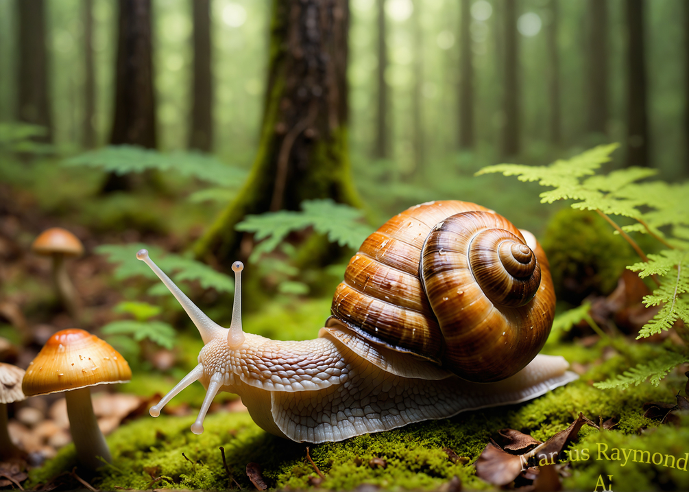 Serene Forest Snail Scene