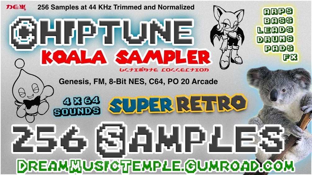 256 Chiptune and Retro Console Sounds for Koala Sampler