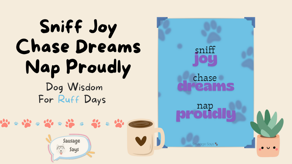 Sniff. Chase. Nap. – Printable Dog Poster by Sausage Says