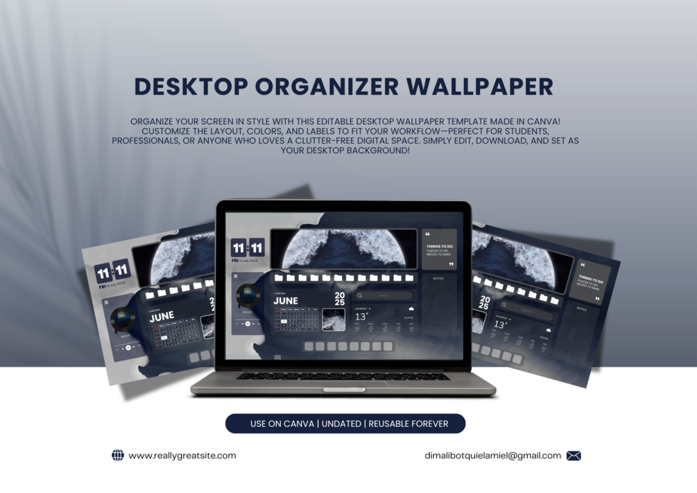Desktop Organizer Wallpaper - Editable Canva Template
