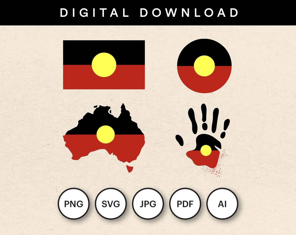 Aboriginal Flag Bundle – 20 Digital Files | 4 Designs in PNG, SVG, PDF ...
