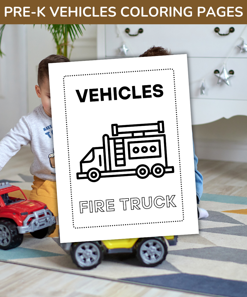PreK Vehicles Coloring Pages - Set of 15 - Commercial Use Allowed
