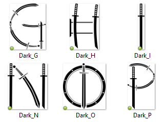 Sword Letters - Black Design Element