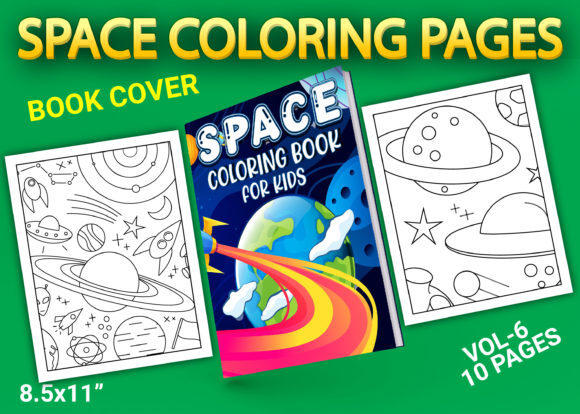 Space Coloring Pages with Book Cover