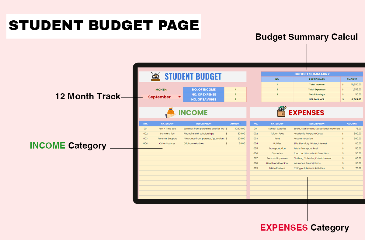 Student Planner student budget Easy to use