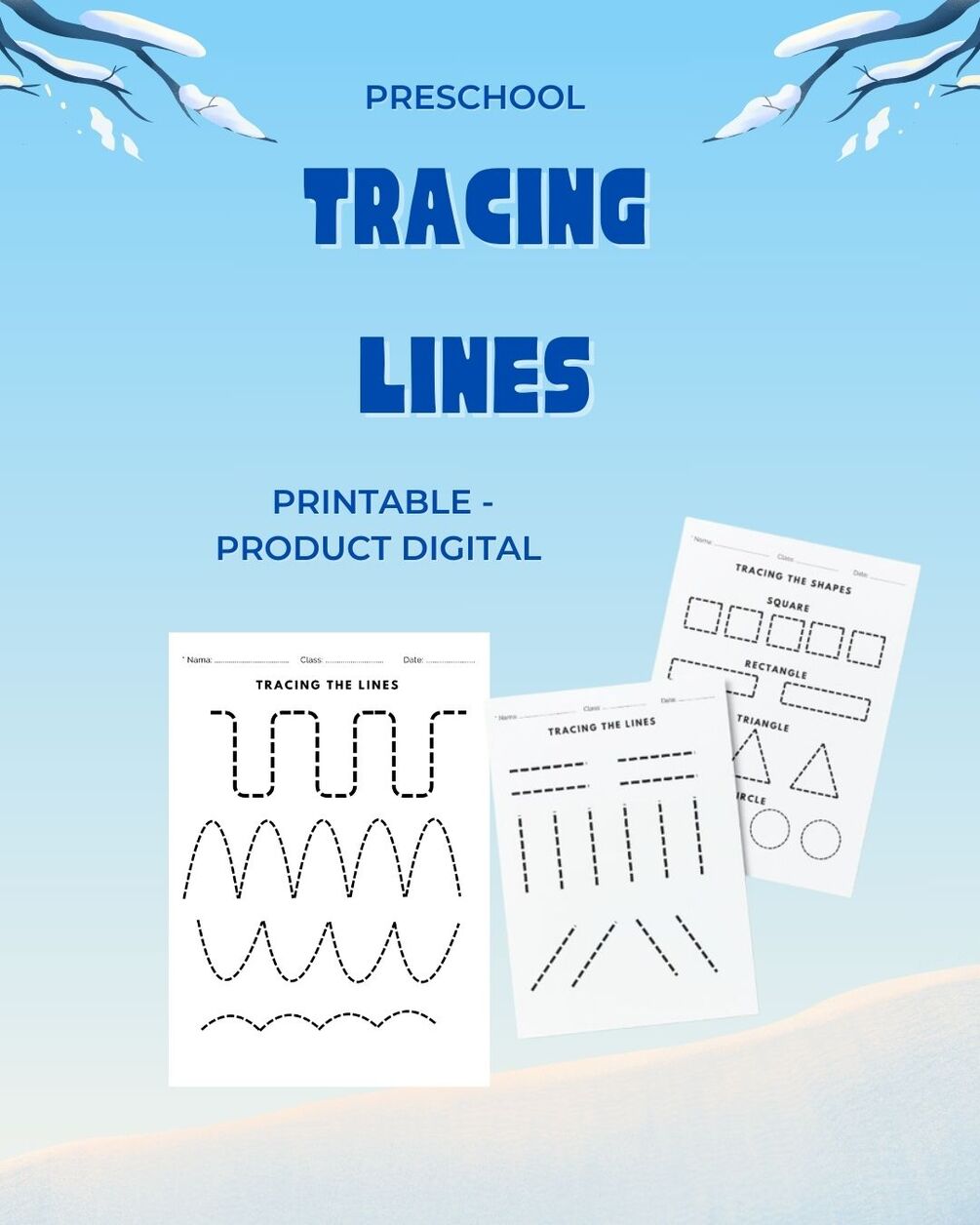 worksheets tracing line / preschool worksheet / tracing shape/ pre-K