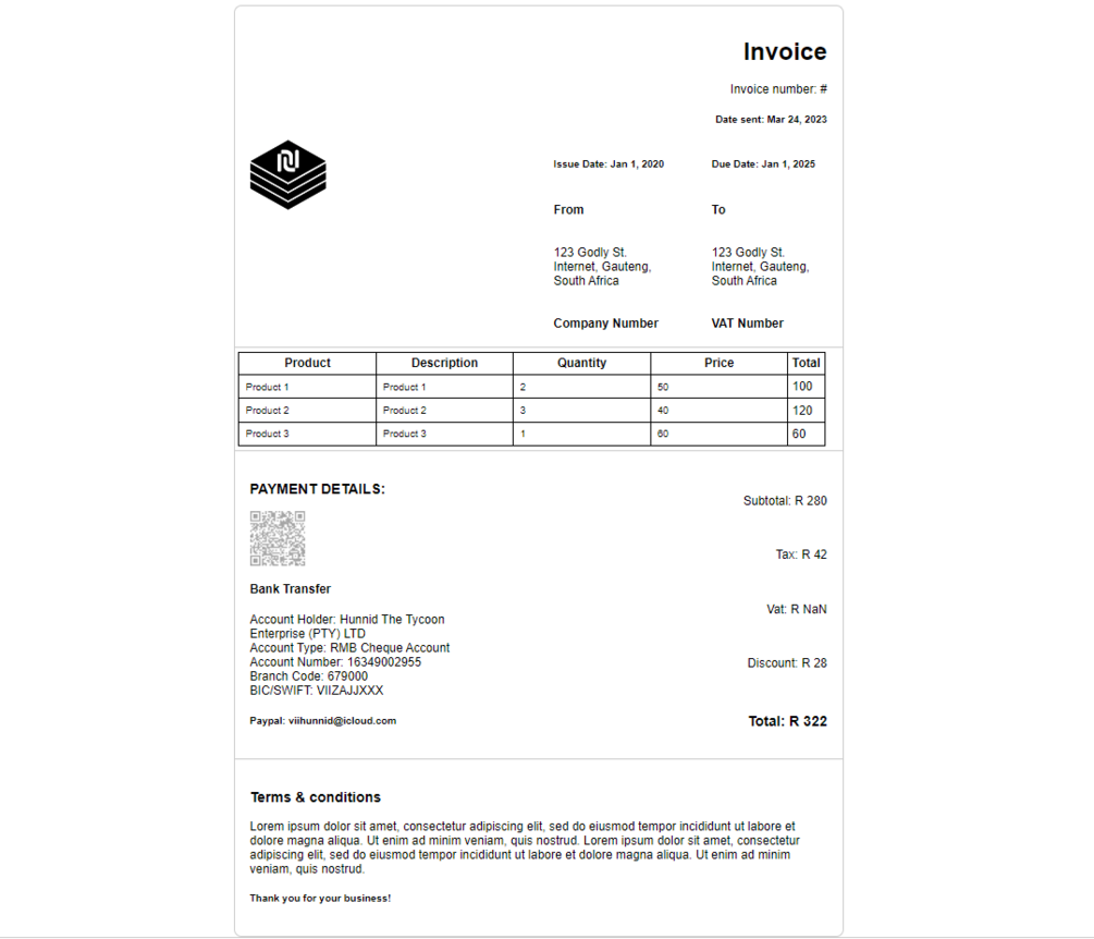 Invoicing Template