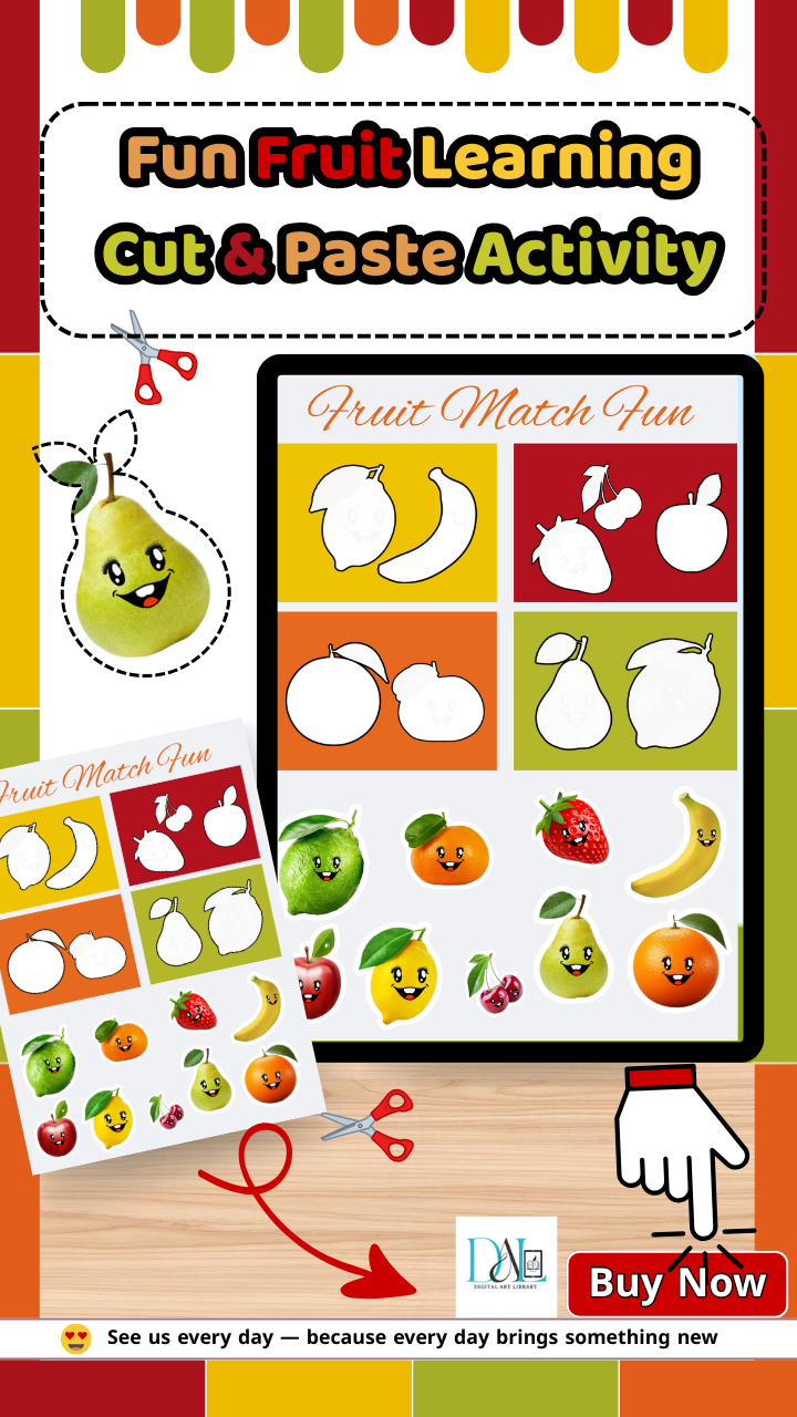 Fun Fruit Learning – Cut & Paste Activity
