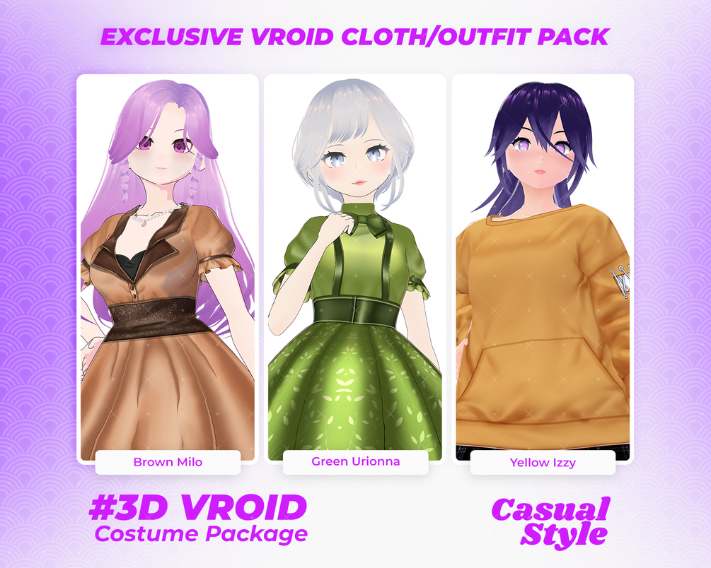 Trendy VRoid Casual Wear for Female Streamers - VRoid Clothing Pack ...