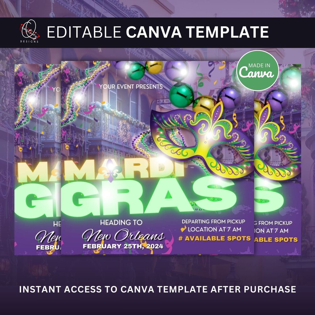 Mardi Gras 2024 | Editable Canva Template