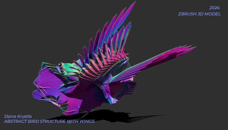 Abstract Bird with wings Sculpture [ZBrush]