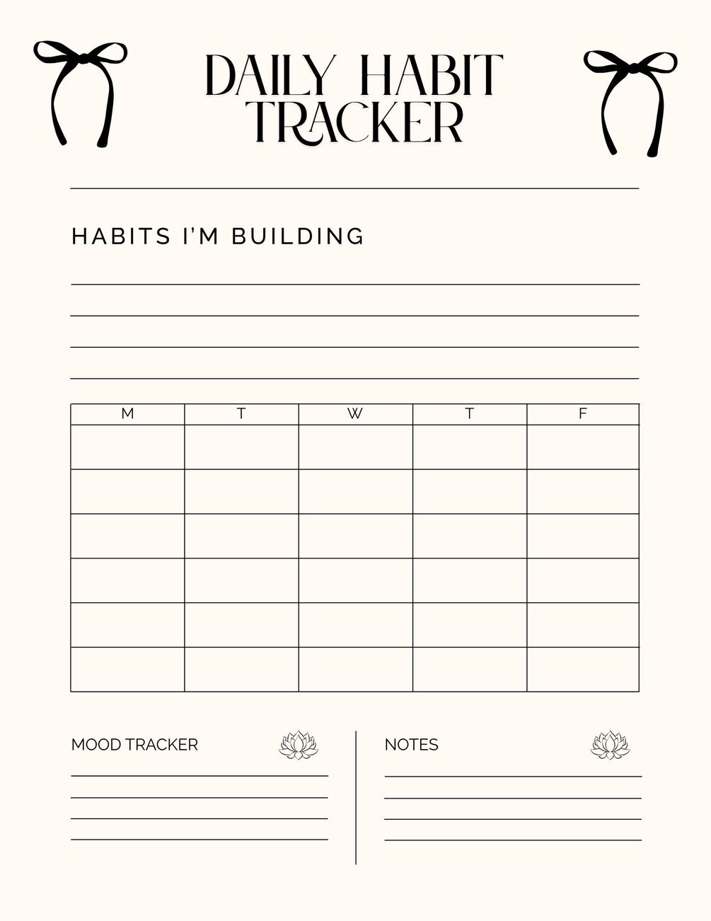 Daily Habit Tracker - Printable PDF